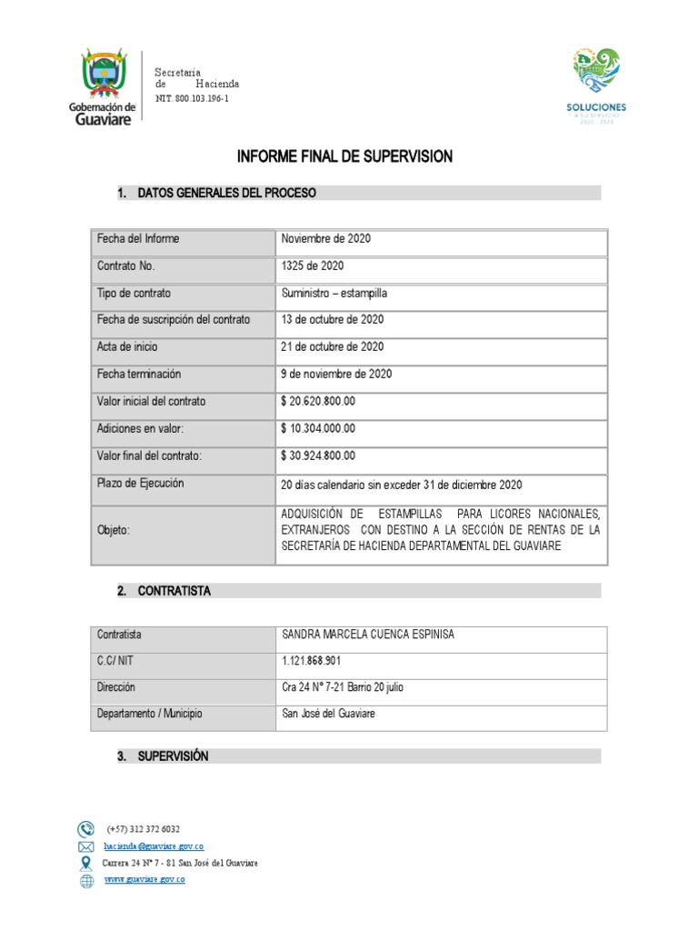 Modelo Informe GENERAL PARA LIQUIDACION | PDF