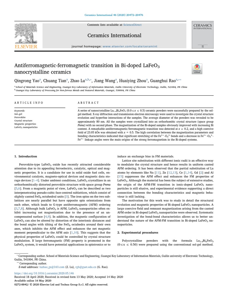 Doped LaFeO3 | PDF | Crystal Structure | X Ray Crystallography