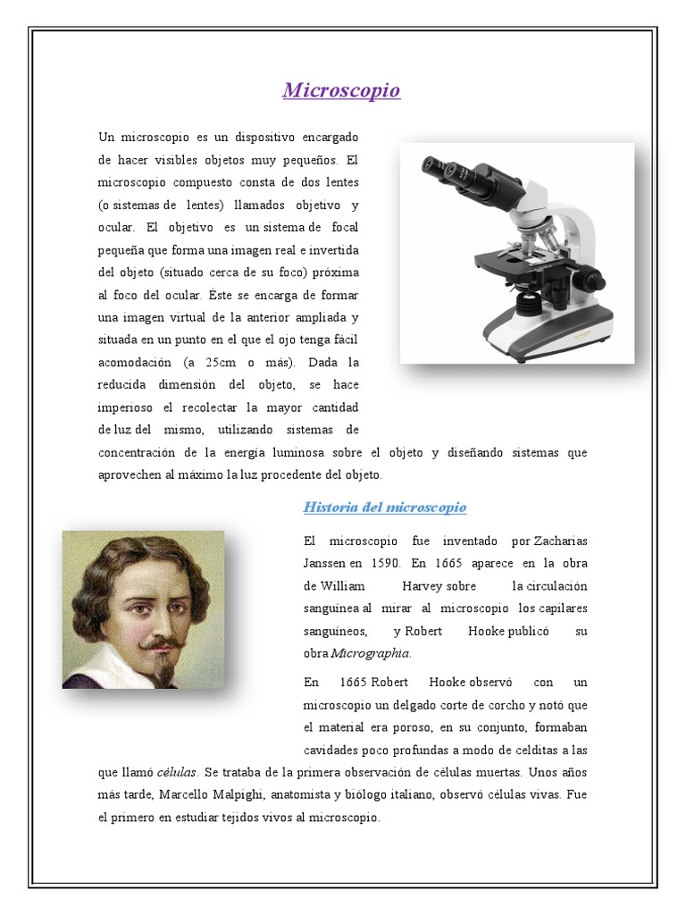 Historia y Tipos de Microscopios | PDF | Microscopio | Óptica