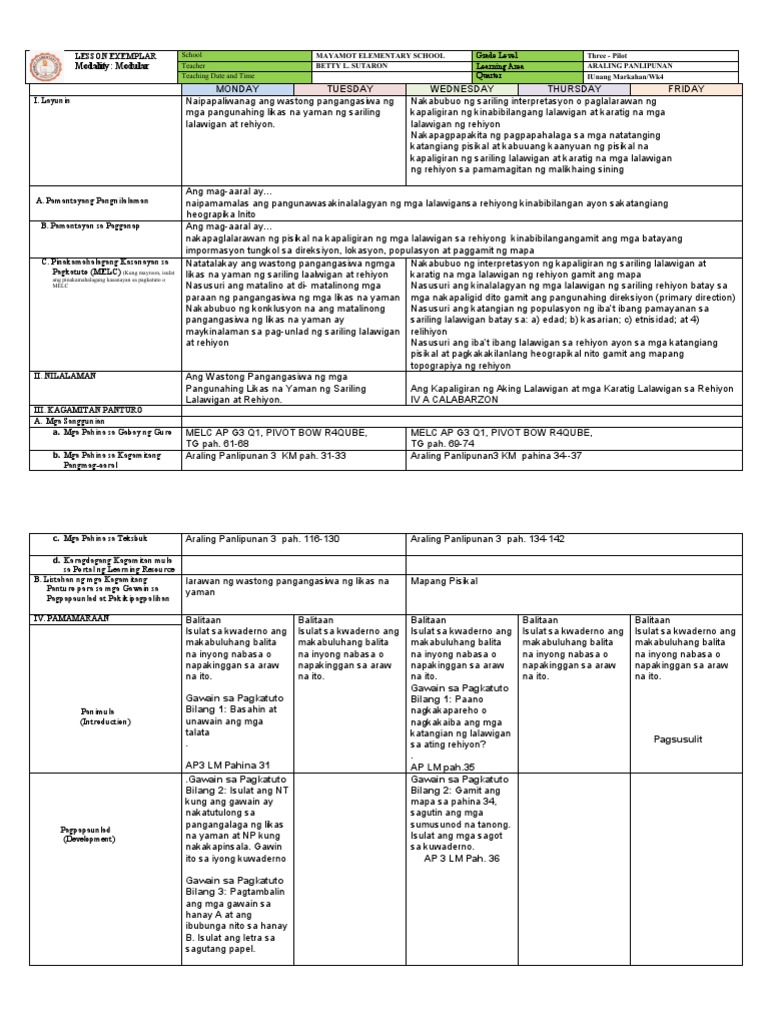 Revised AP 3 Le Wk4 q1 Betty Based On Module and WHLP | PDF