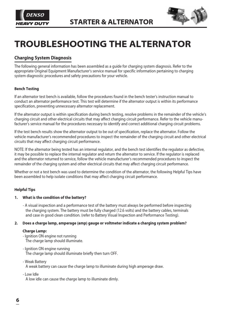 DENSO HD Starter Alternator Troubleshooting | PDF | Fuse (Electrical) | Belt (Mechanical)