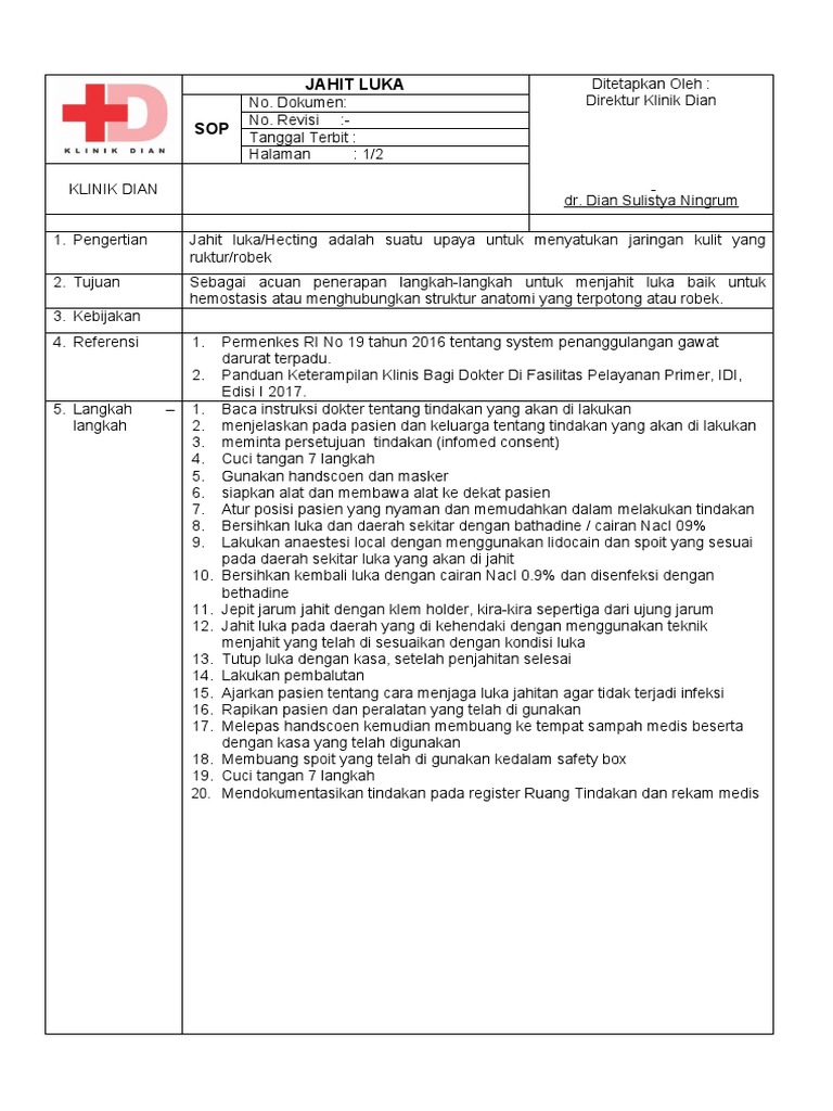 Sop - Jahit Luka | PDF