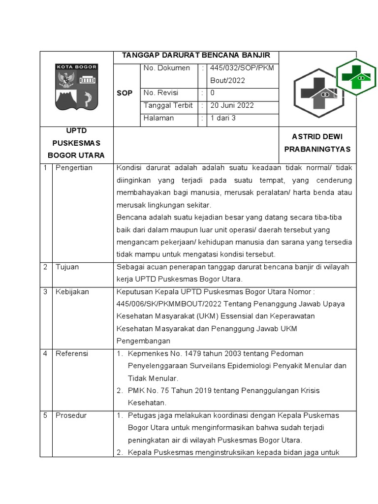 Sop Tanggap Darurat Bencana Banjir | PDF