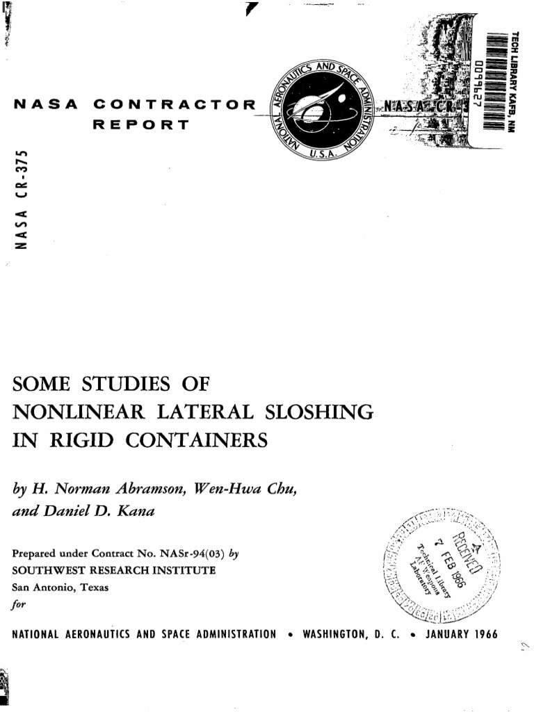 1966 Some Nonlinear Studies On Liquid Sloshing Abramson | PDF | Resonance | Phase (Waves)