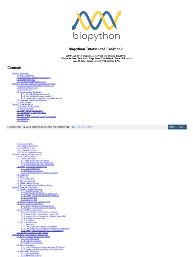 Biopython Org DIST Docs Tutorial Tutorial HTML | PDF | National Center For Biotechnology ...