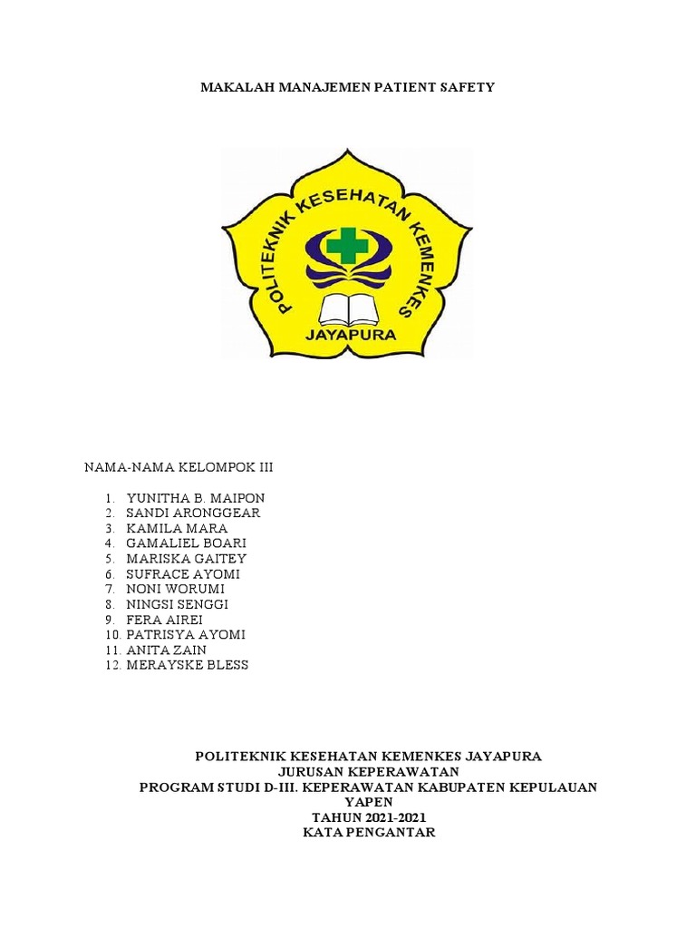 Makalah Manajemen Patient Safety | PDF