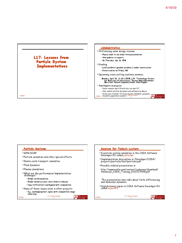 Lesson 17 Particle System | PDF | Cache (Computing) | Graphics Processing Unit