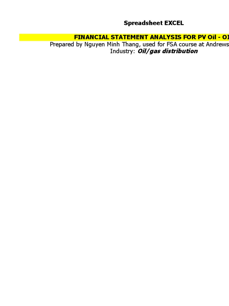 PV OIl Financial Spreadsheet Analysis | PDF | Equity (Finance) | Revenue