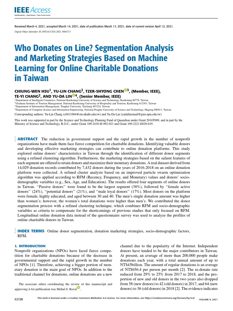 Taiwan Online Donor Segmentation Study | PDF | Market Segmentation ...