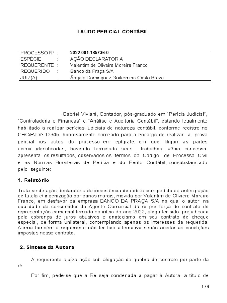 Laudo - Pericial | Download grátis PDF | Juros compostos | Juros