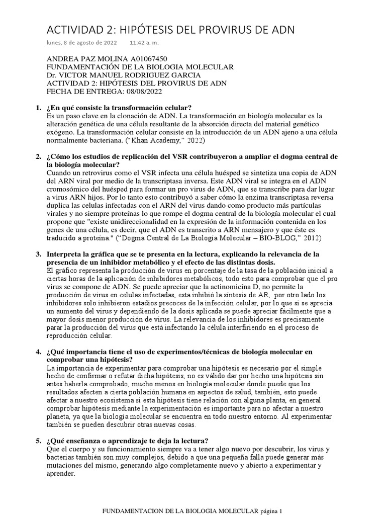 Hipótesis del Provirus de ADN | PDF | Virus | Adn
