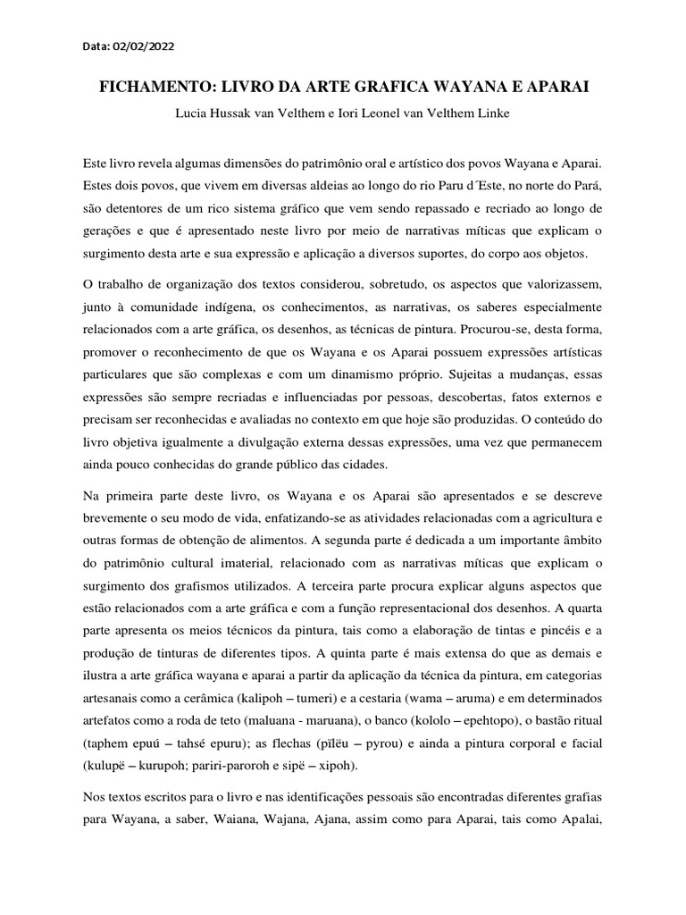 Arte Gráfica dos Povos Wayana e Aparai | PDF | Flecha | Tinta