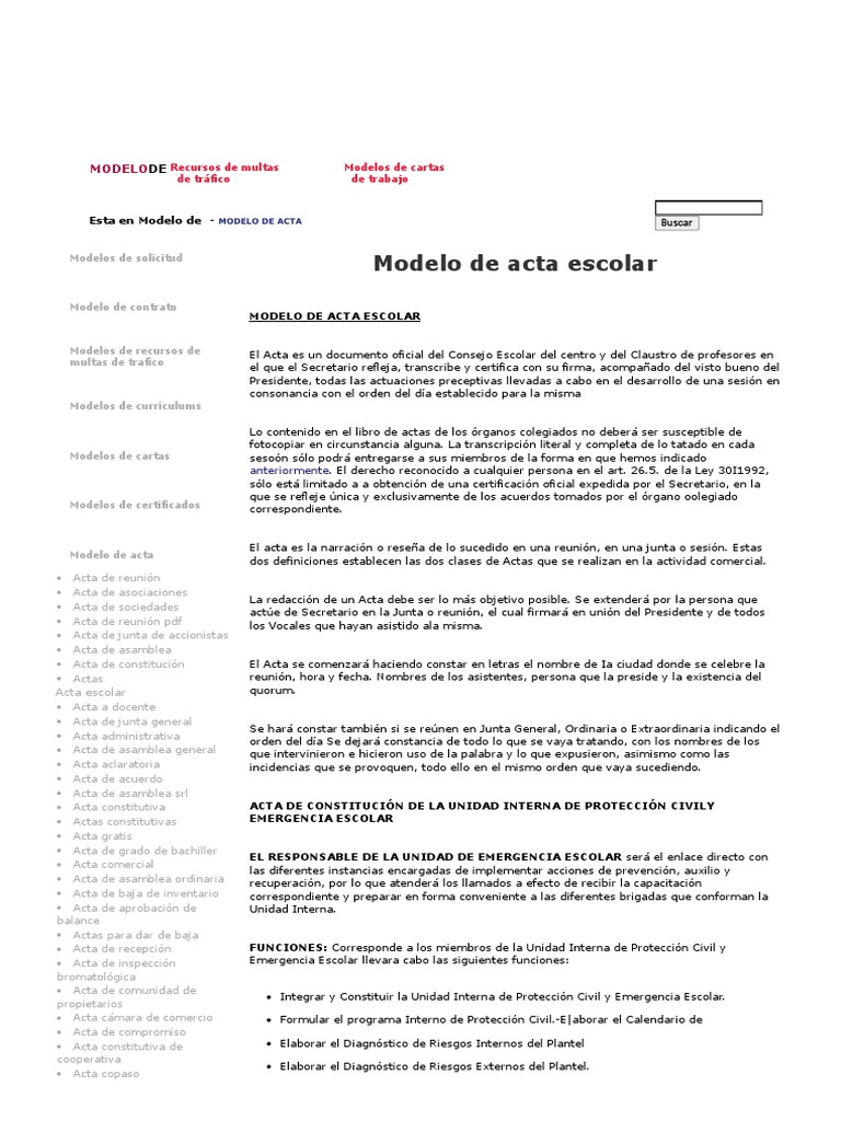 Modelo de Acta Escolar | PDF | Defensa Civil