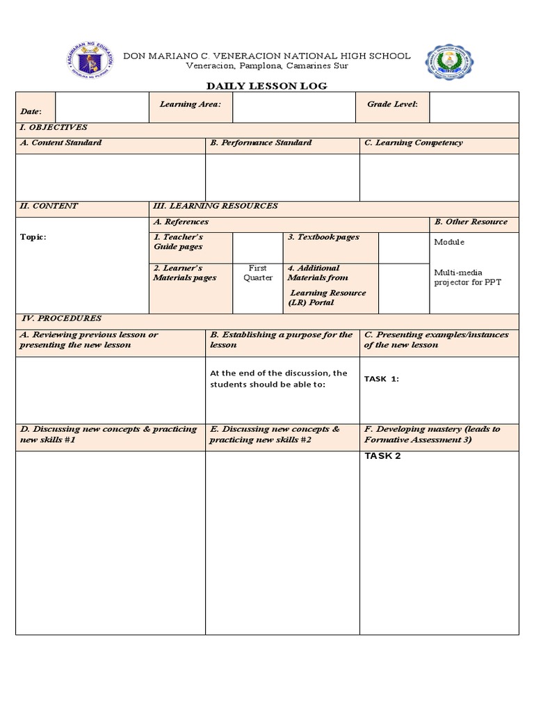 Daily Lesson Log: Don Mariano C. Veneracion National High School ...