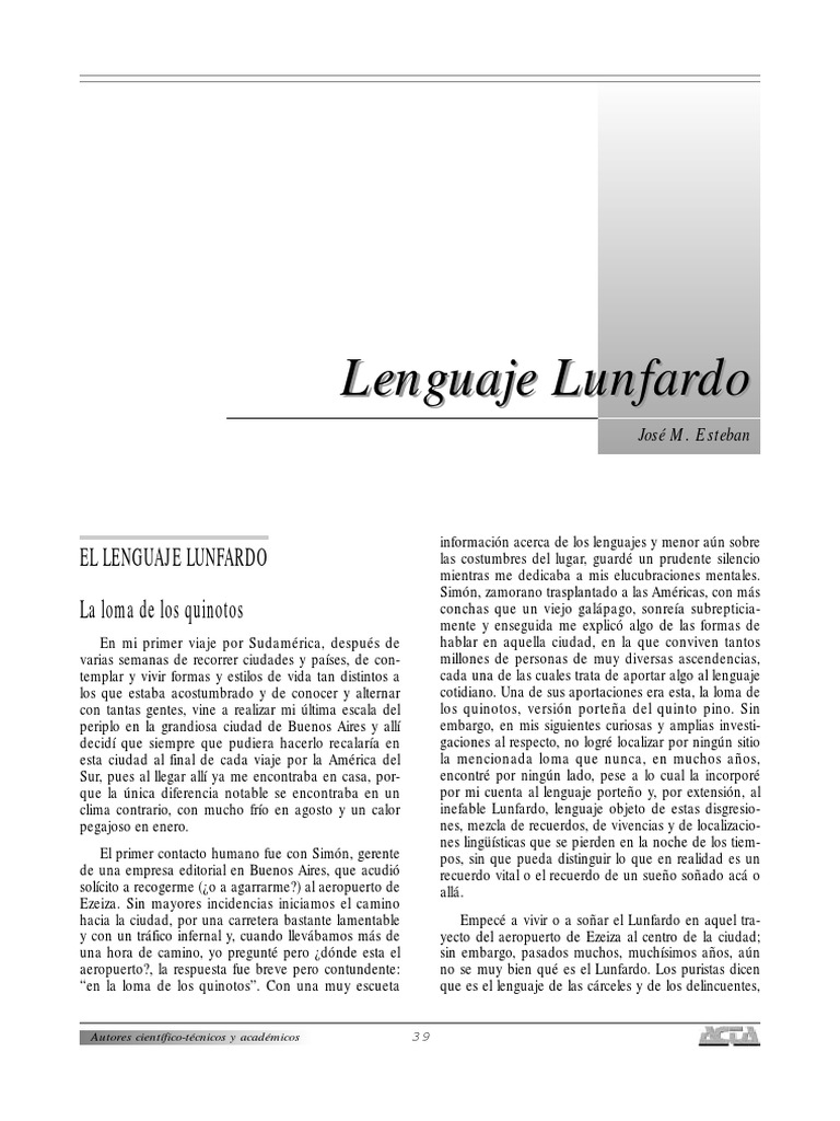 El lenguaje lunfardo en Buenos Aires | PDF | Carne | Buenos Aires