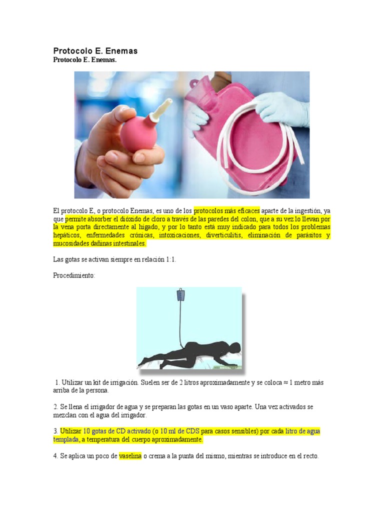 Protocolo E: Enemas para Desintoxicación | PDF | Agua | Hígado