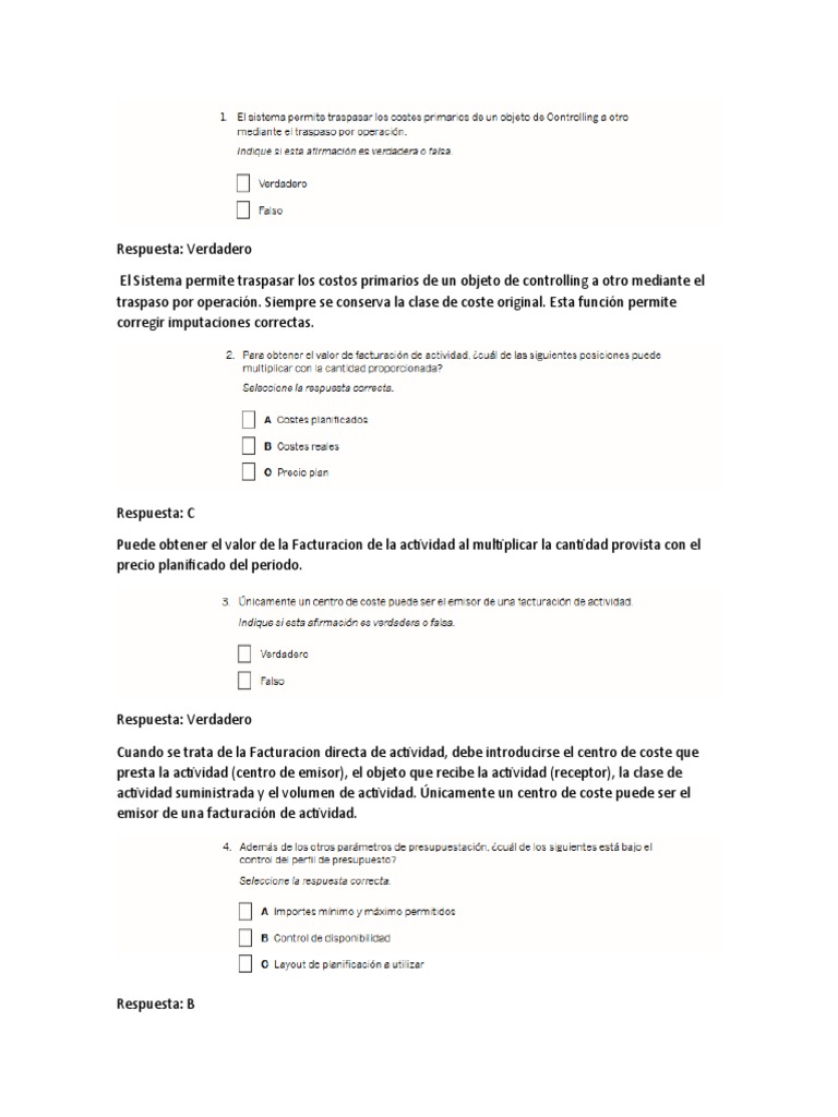 Preguntas Examen CO SAP 8 | PDF | Contabilidad | Presupuesto