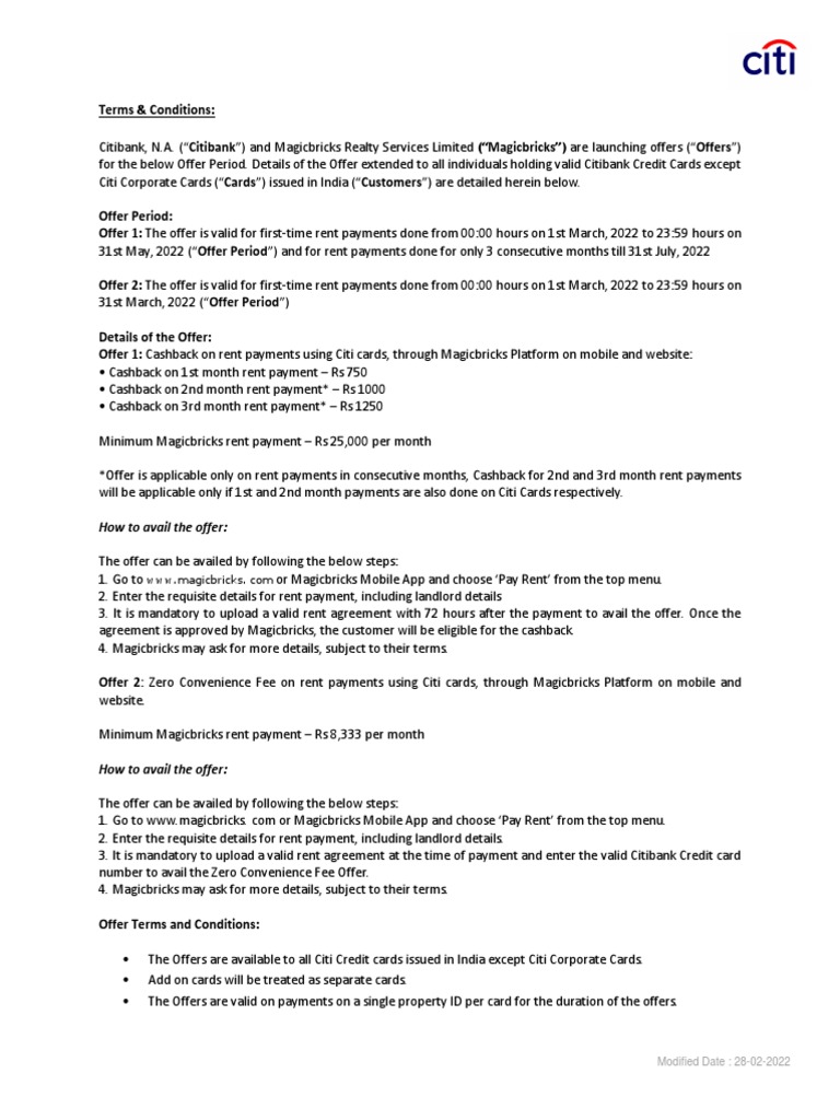 How To Avail The Offer:: WWW - Magicbricks. Com | PDF | Credit Card ...