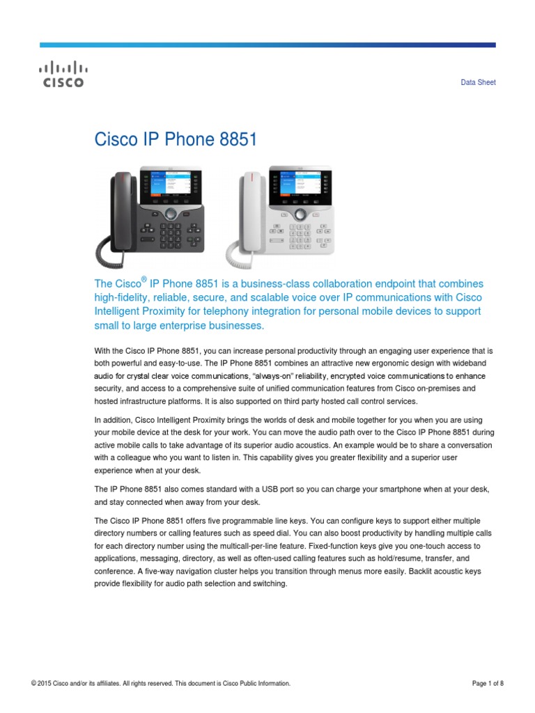 Cisco Ip Phone 8851 Pdf Telephone Session Initiation Protocol