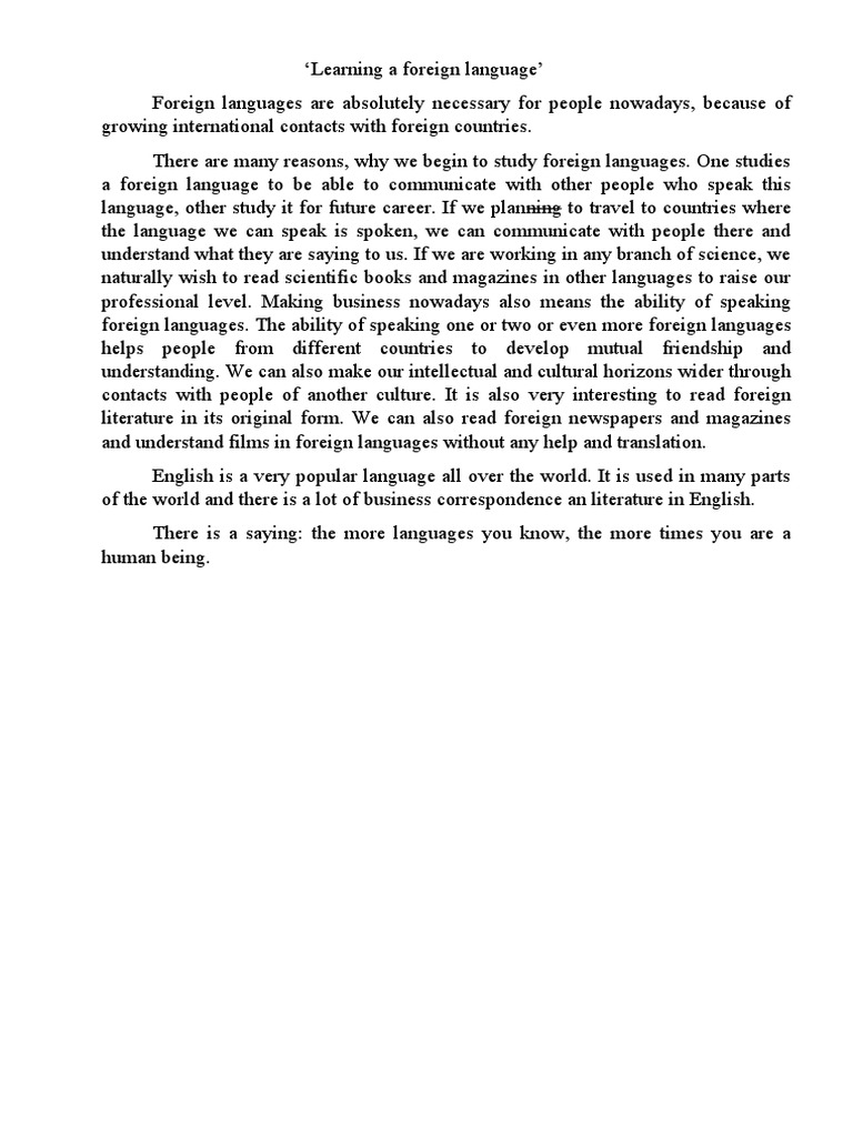 Learning A Foreign Language' | PDF