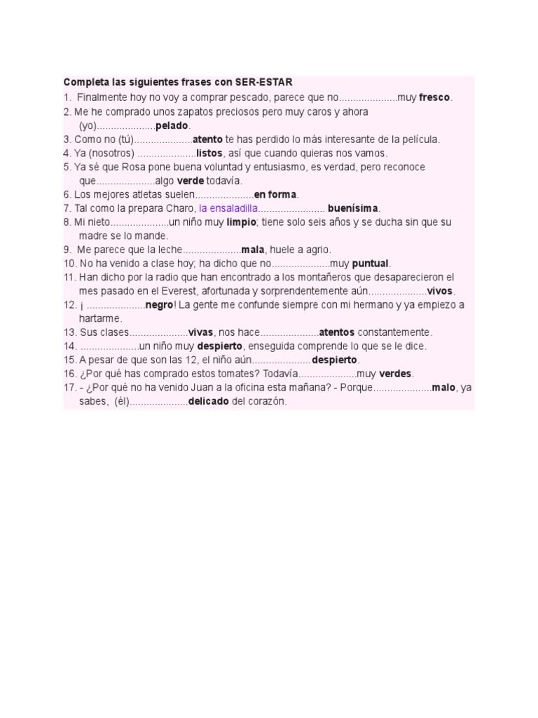 Ser y Estar Con Adjetivos | PDF