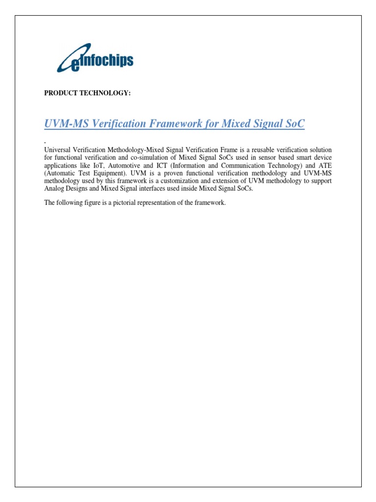 Uvm Ms Verification Framework For Mixed Signal Soc Einfochip Publication Pdf System On A