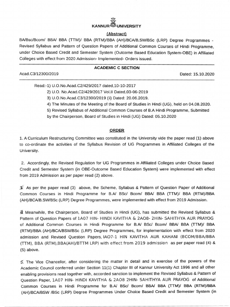 Revised Hindi Syllabus for Degree Programs | PDF