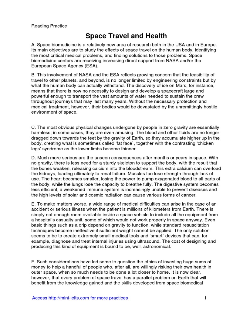 space-travel-and-health | PDF | Outer Space | Human Spaceflight