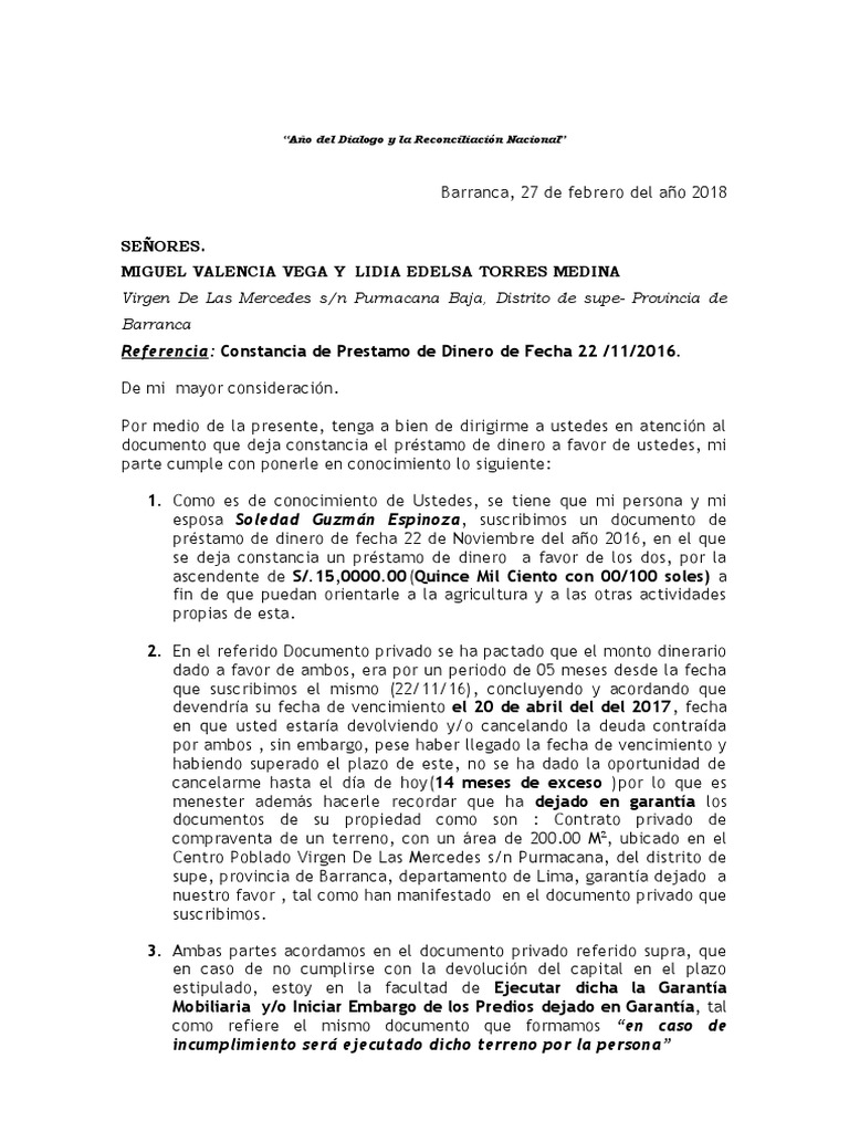 Modelo De Carta Notarial Solicitando Entrega De Tarjetas