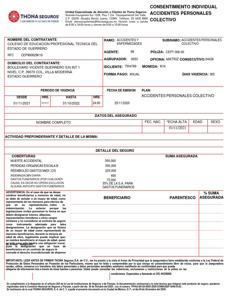 Seguro de Vida Thona | PDF | Seguro | Póliza de seguros