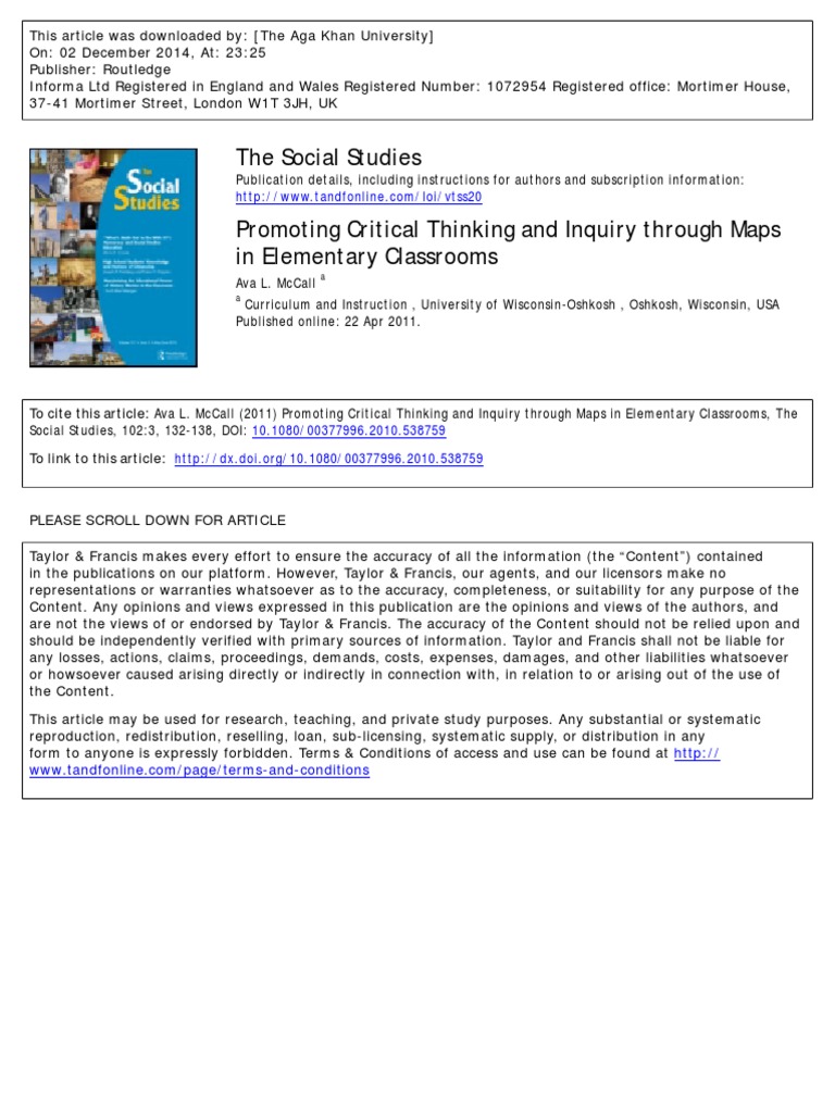 McCall 2011 Promoting Critical Thinking and Inquiry Through Maps in ...