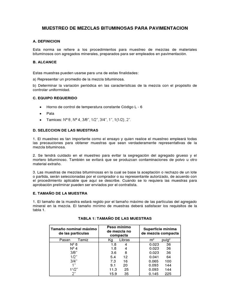 Muestreo de Mezclas Bituminosas | PDF | Muestreo (Estadísticas)