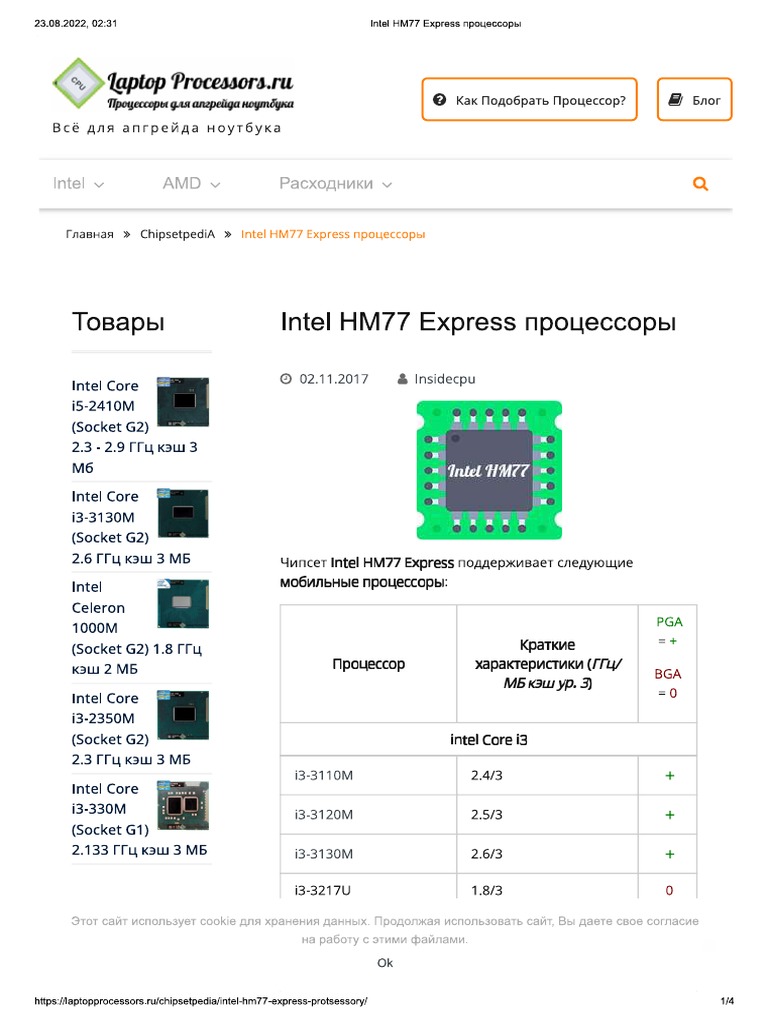 Intel HM77 Express процессоры | PDF