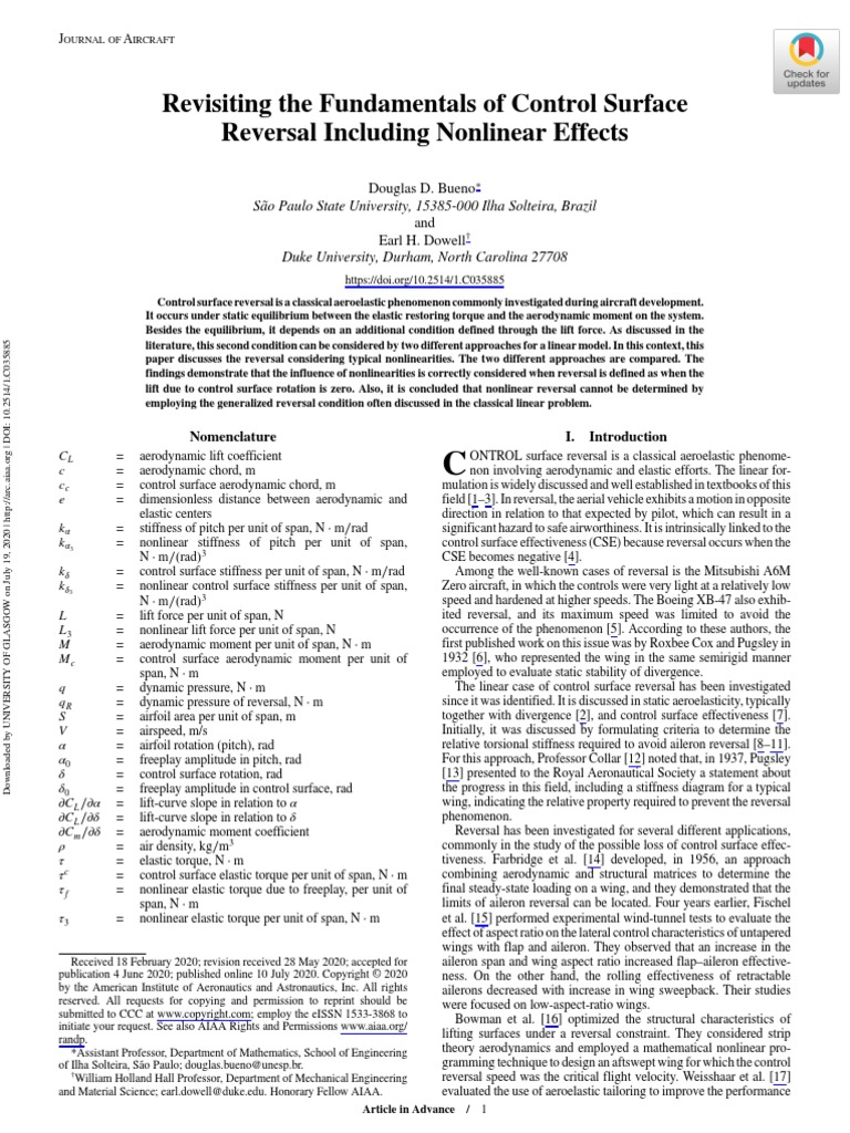 Revisiting The Fundamentals of Control Surface Reversal Including Nonlinear Effects | Download ...