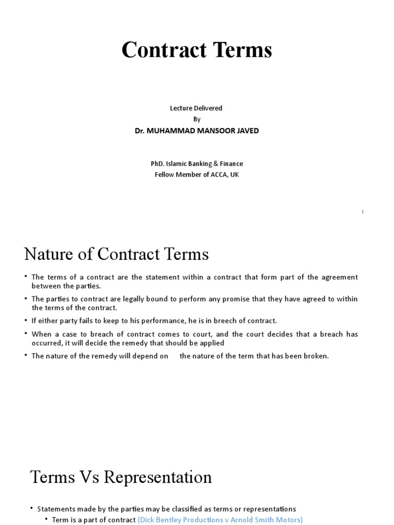 Contract Terms | PDF | Breach Of Contract | Legal Remedy