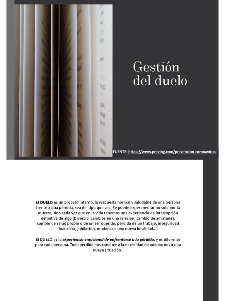 Gestion Del Duelo | PDF | Dolor | Las emociones
