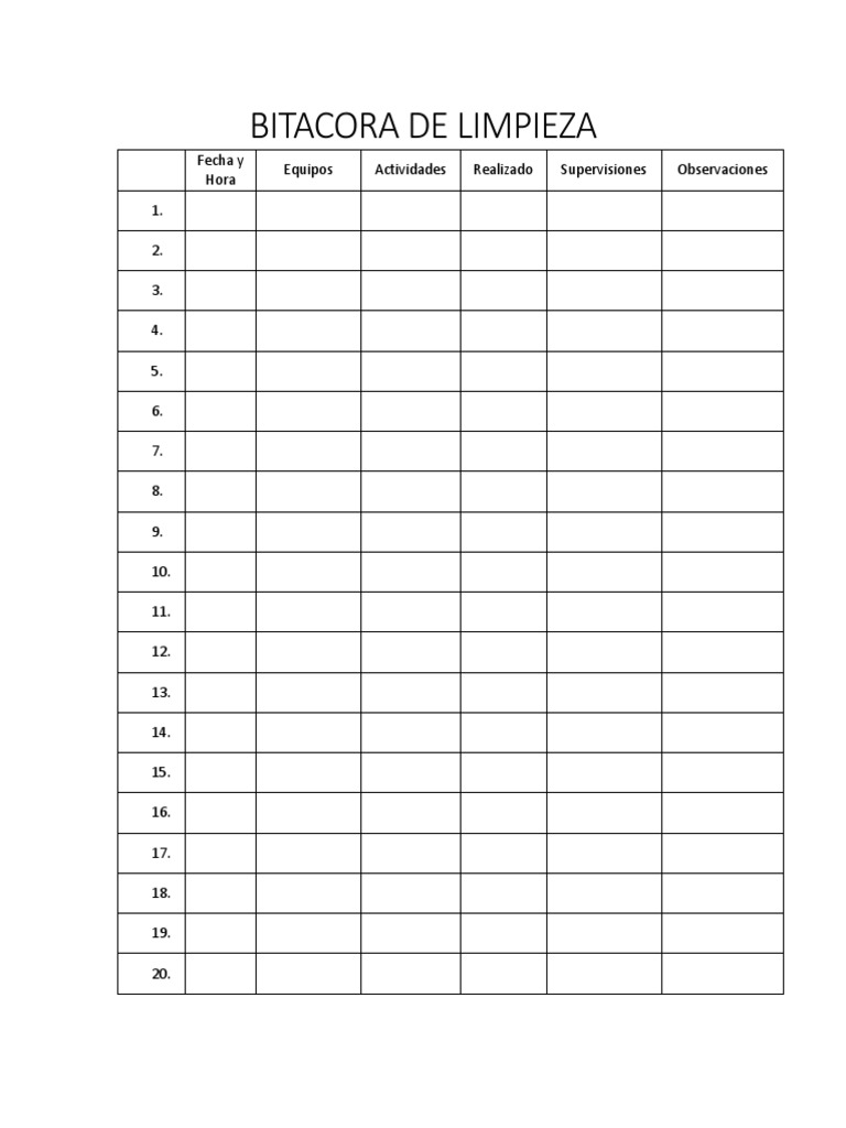 Bitacora de Limpieza | PDF | Tecnología