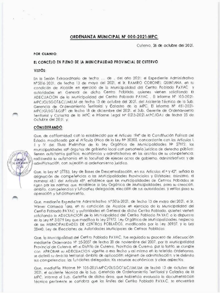 PAYAC | PDF | Gobierno local | Alcalde