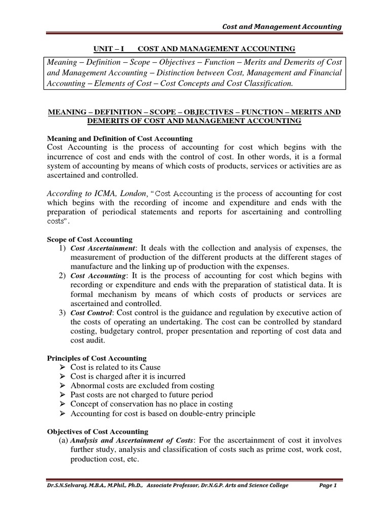 CMA (Unit 1) | PDF | Management Accounting | Accounting