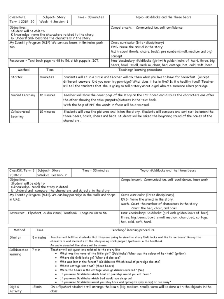 Goldilocks and The Three Bears. | PDF | Goldilocks And The Three Bears ...