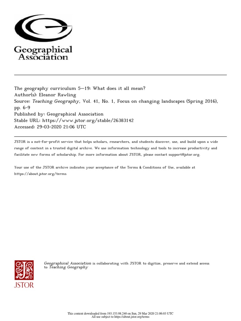 The Geography Curriculum 5-19 - What Does It All Mean? (Pp. 6-9 ...