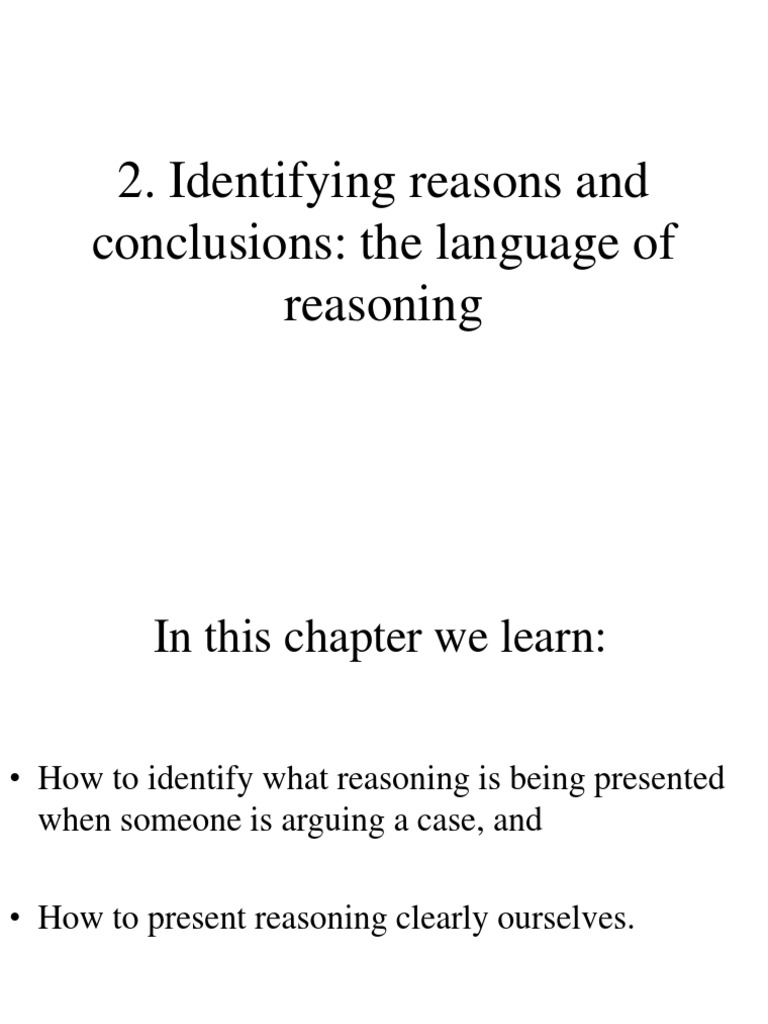 Identifying Reasoning and Conclusions | PDF | Reason | Argument