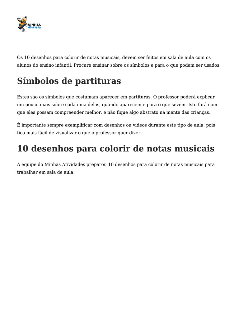 Notas Musicais Para Colorir
