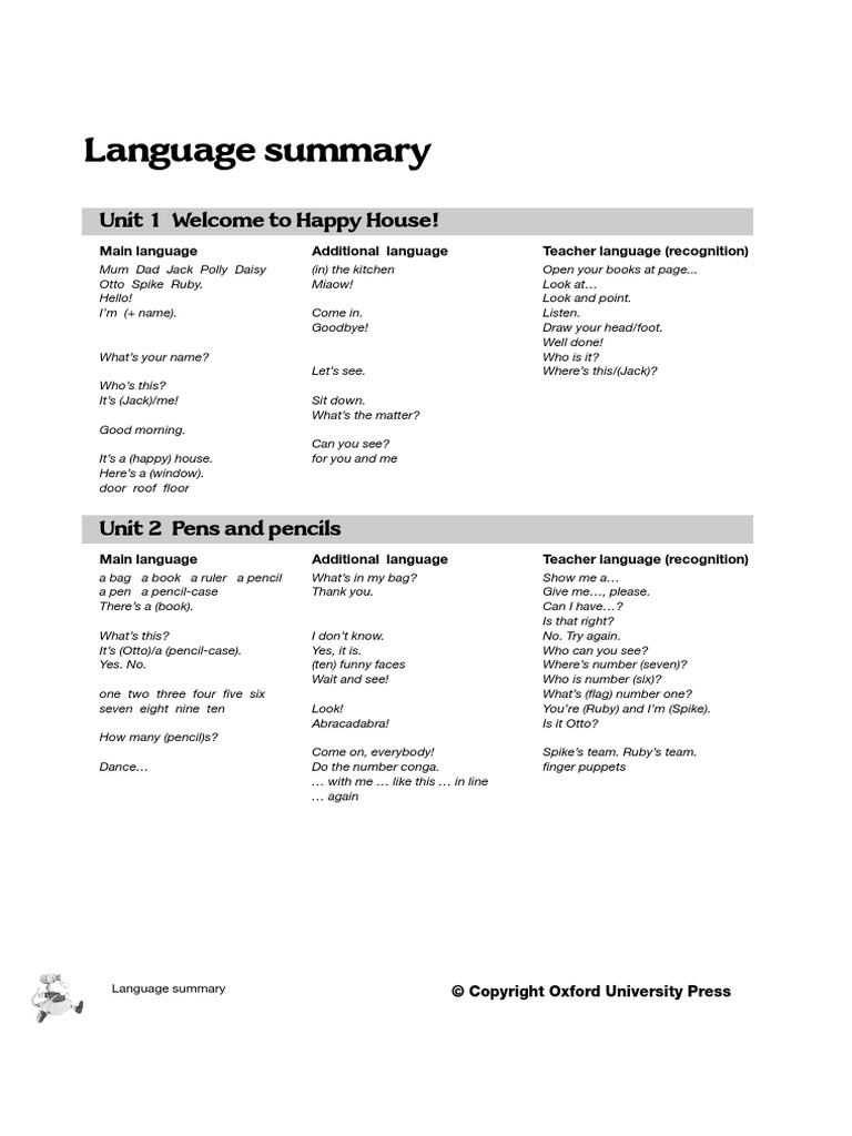 Happy House - Supplementary Materials (1-2) | PDF