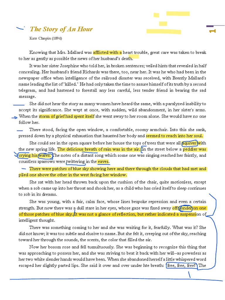 Kate Chopin - The Story of An Hour | PDF