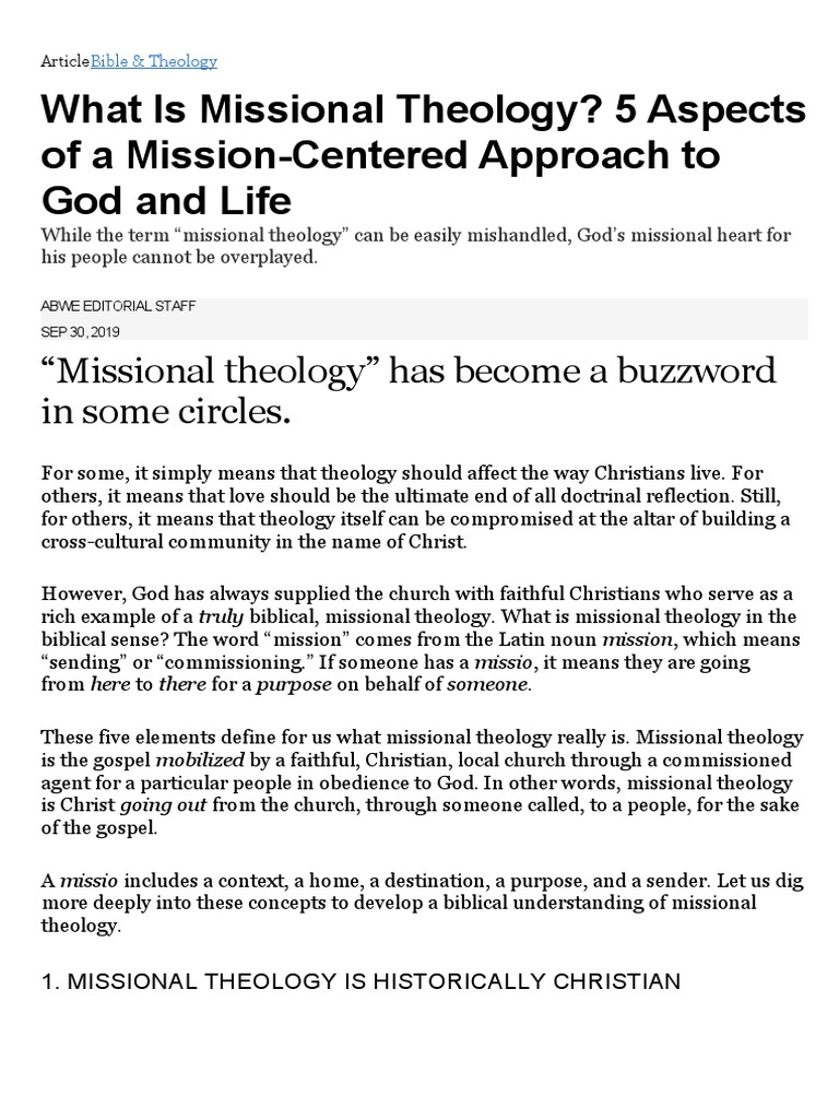 Understanding Missional Theology | PDF | Missional Living | Jesus