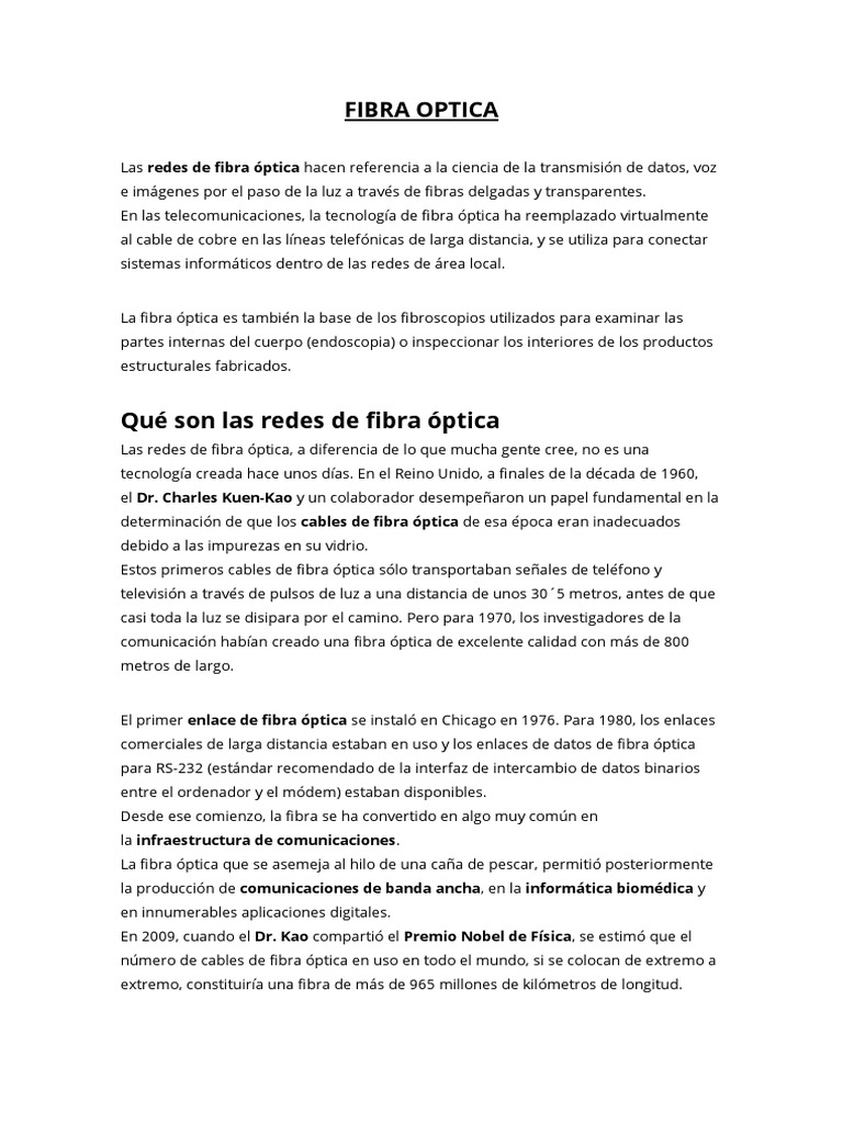 Fibra Optica | PDF | Fibra óptica | Óptica