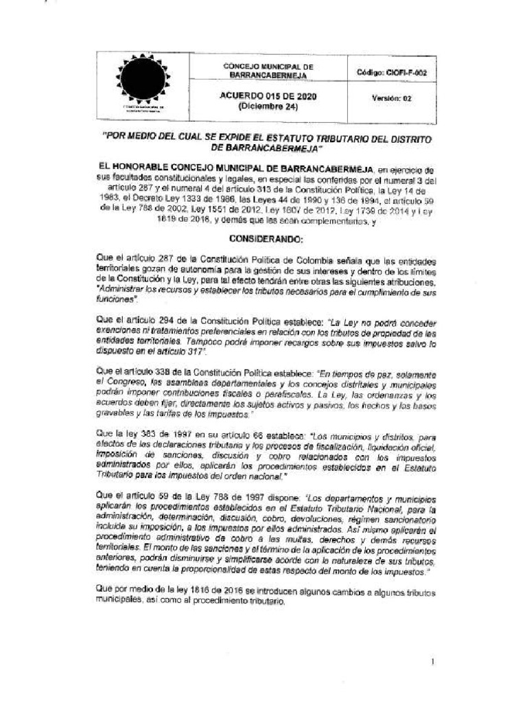 Acuerdo Nro 015-2020 | PDF