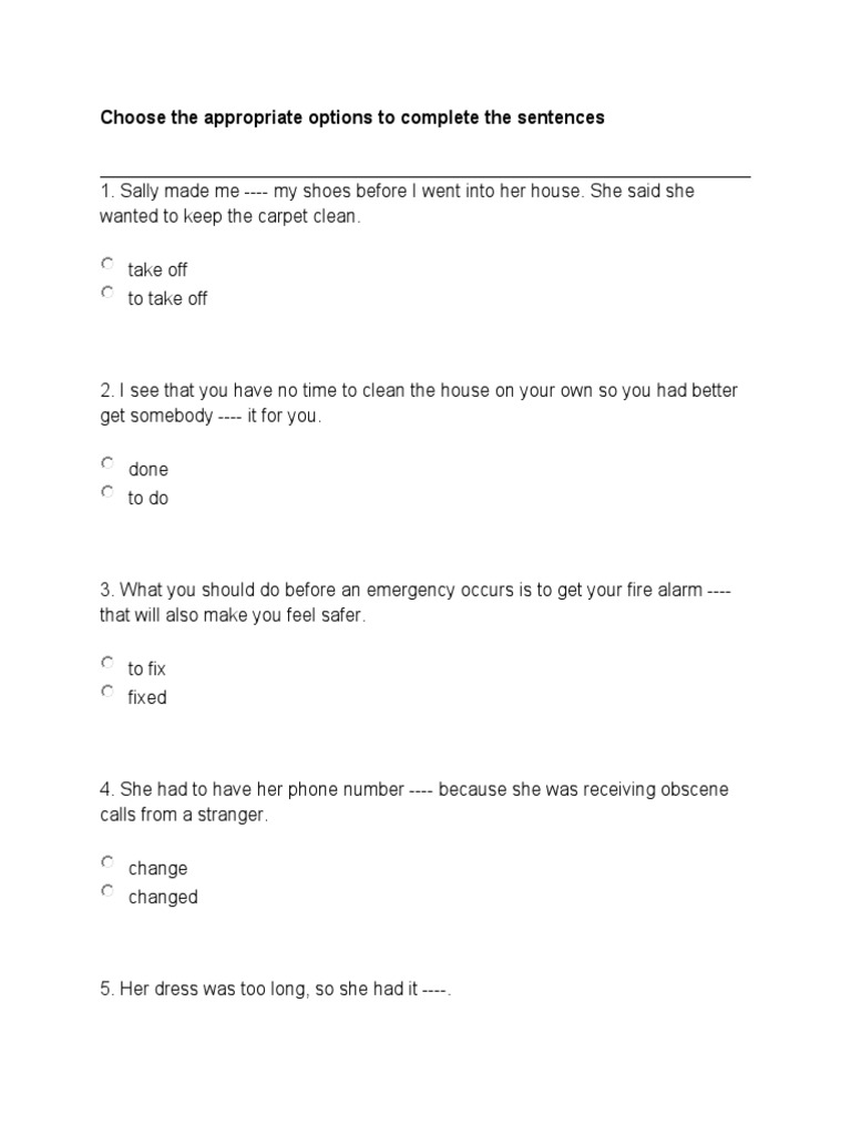 Choose The Appropriate Options To Complete The Sentences | PDF