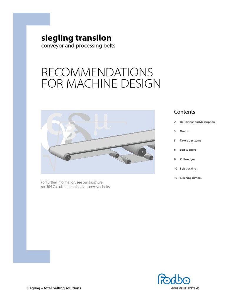 Recommendations For Machine Design: Siegling Transilon | PDF | Belt ...